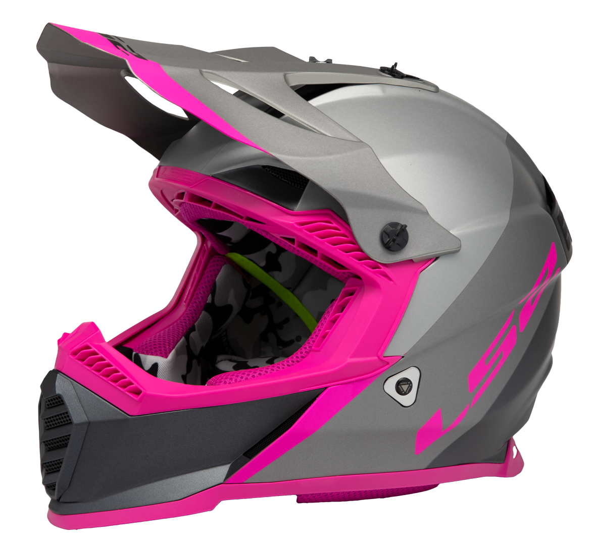 LS2 Youth Silver/Gray/Pink Gate Launch Helmet ( Kids M / Medium ) 437G ...