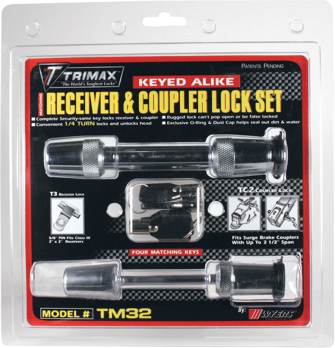 Trimax Premium Coupler Lock Keyed-Alike Hardened Steel Lock Set #TM32 ...